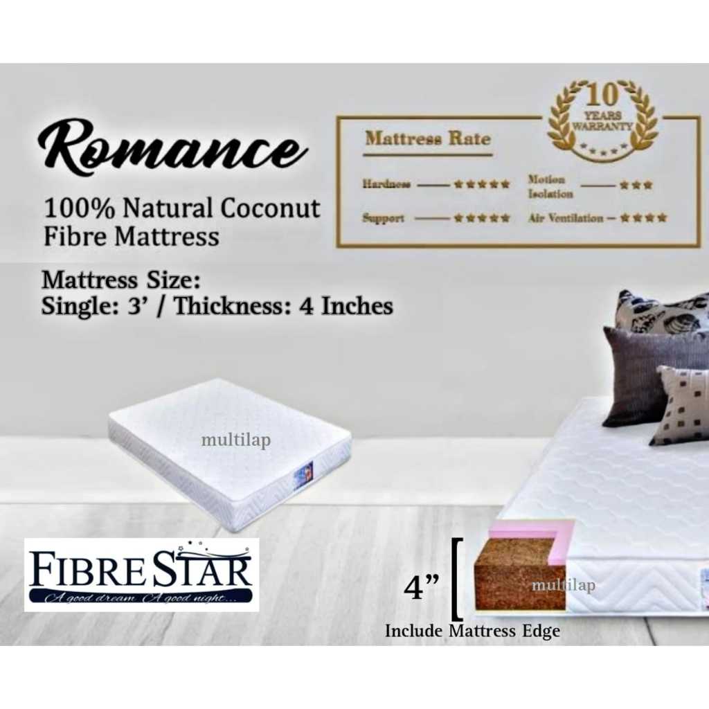{Ready Stock}Fibre Star ROMANCE 100% Full Natural Fibre Coconut Mattress/ Tilam Sabut/Tilam ...