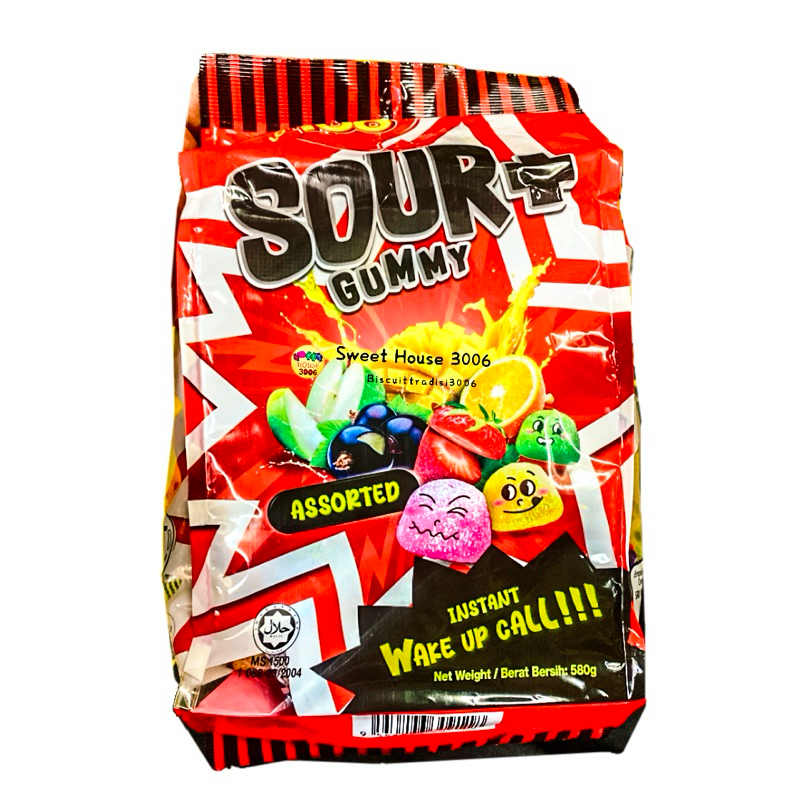 Lot 100 Assorted Sour+ Gummy Candy 580gm Childhood Snack Gula Gula ...