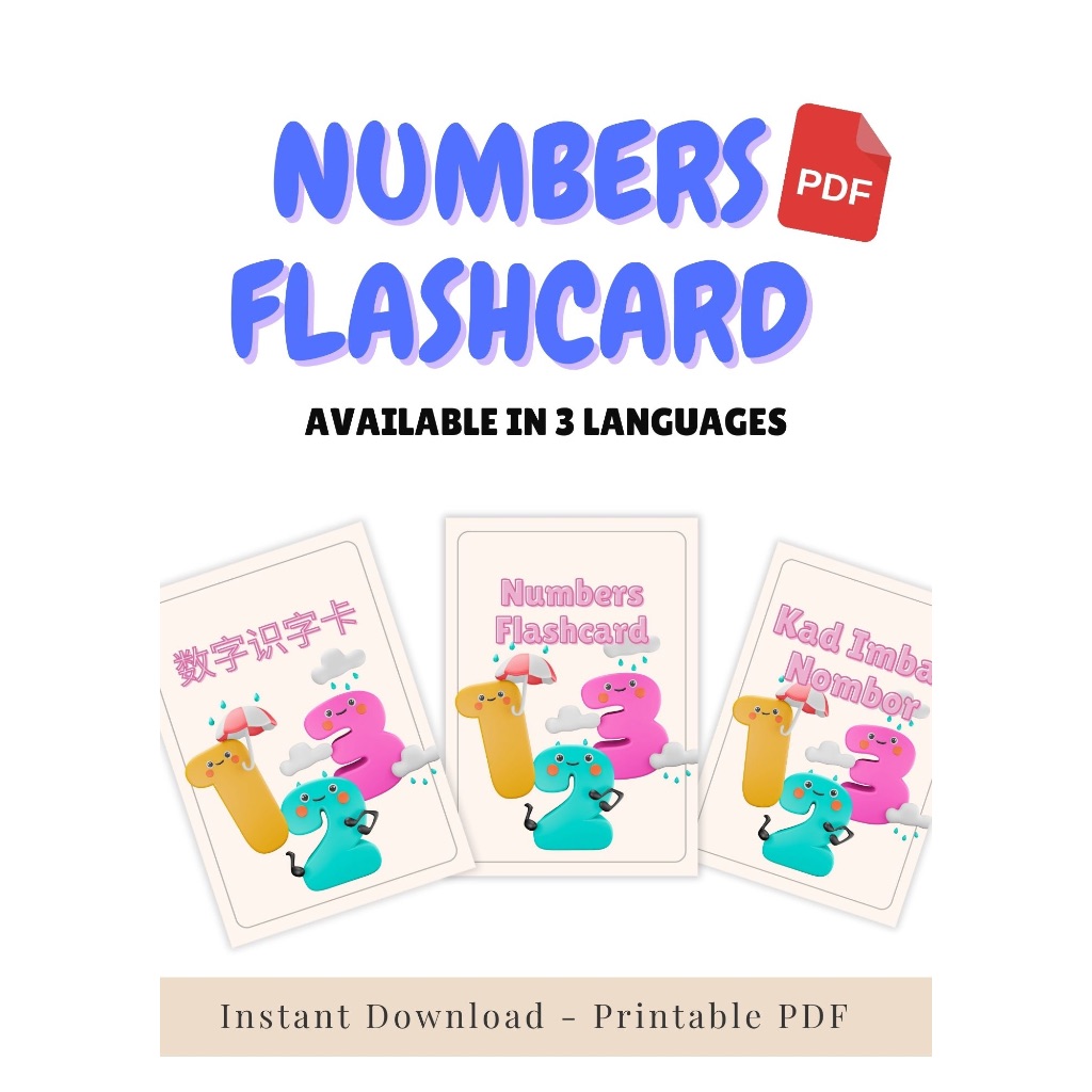 PDF File Instant Download Flashcard for numbers Printable 1-10 in 3 ...