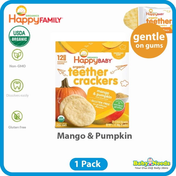 Happy Baby Gentle Teethers Organic Baby Teething Wafers/Crackers Snack ...