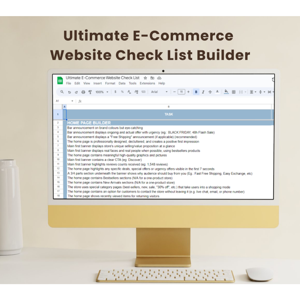 Whimsy Customizable Ultimate E-Commerce Website Check List Builder. Webpage Builder Checklist ...