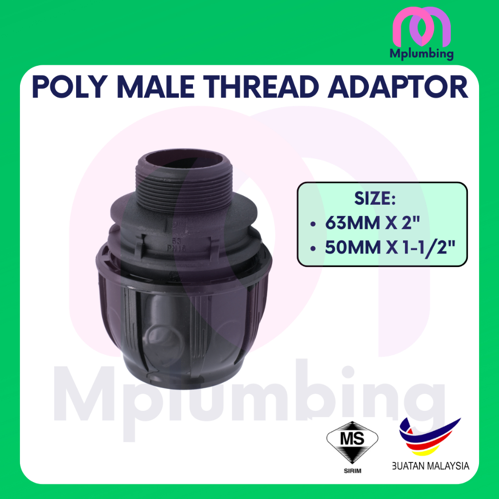 POLY MALE THREAD ADAPTOR MTA 50MM 63MM X 1-1/2" 2" | Shopee Malaysia