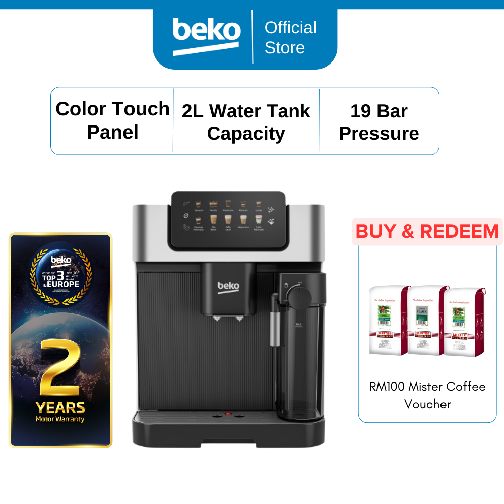 Beko Fully Automatic Espresso Coffee Machine CEG7304X with Milk Carafe ...