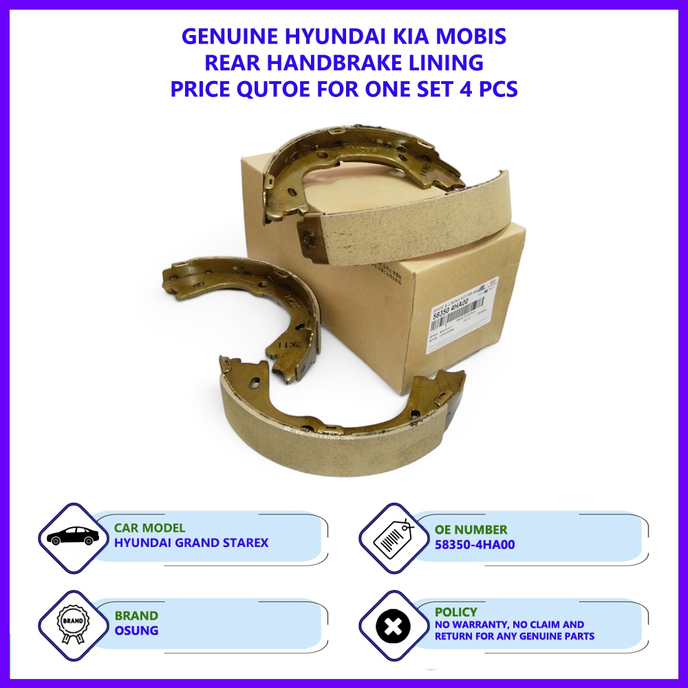 Hyundai Grand Starex Genuine Original Handbrake Lining Shoe (58350 ...