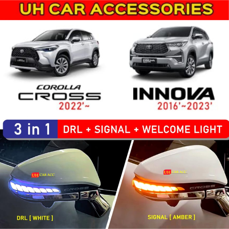 Toyota COROLLA CROSS INNOVA Dragon Scale Side Mirror Smoke Led With ...