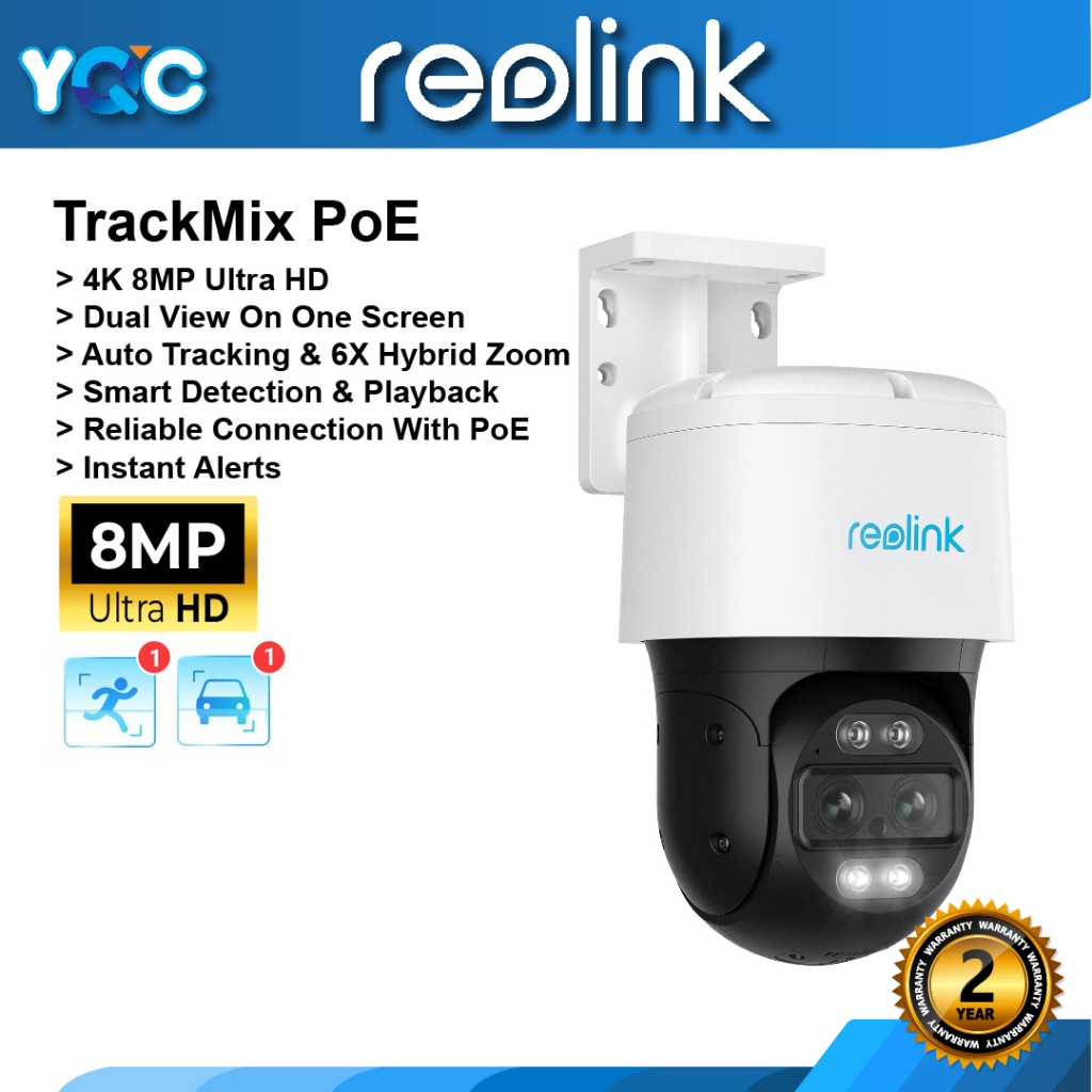 Reolink Trackmix PoE 4K Security Outdoor Camera Dual-Lens Motion Tracking PTZ 6X Zoom Animal Car ...