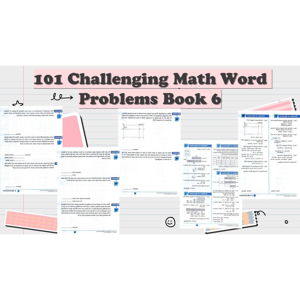 [P336] 88 pages 101 Challenging Math Word Problems Book 6 Worksheet for ...