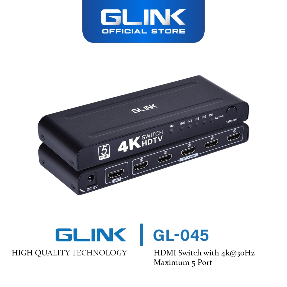 Glink GL-045 5 in 1 out HDMI Switcher Support Up to 4K@30Hz | Shopee ...