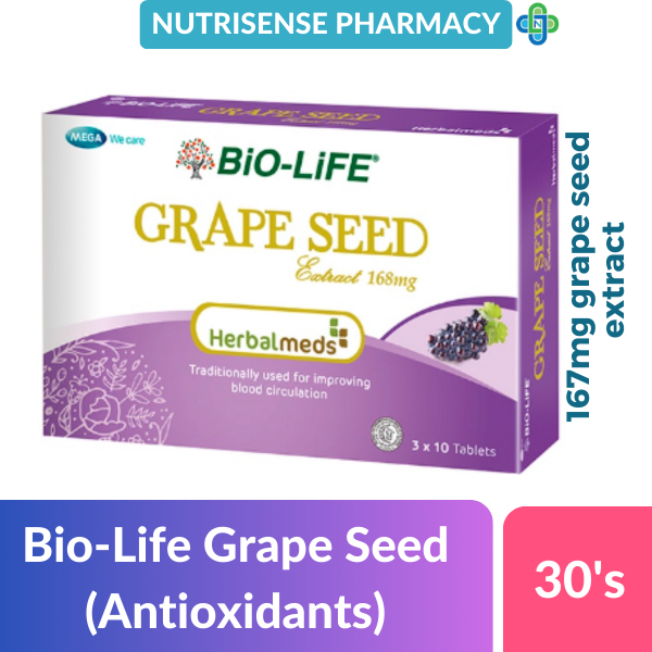 Bio-Life Herbalmeds Grape Seed Extract 168mg Tablets 30's [Blood ...