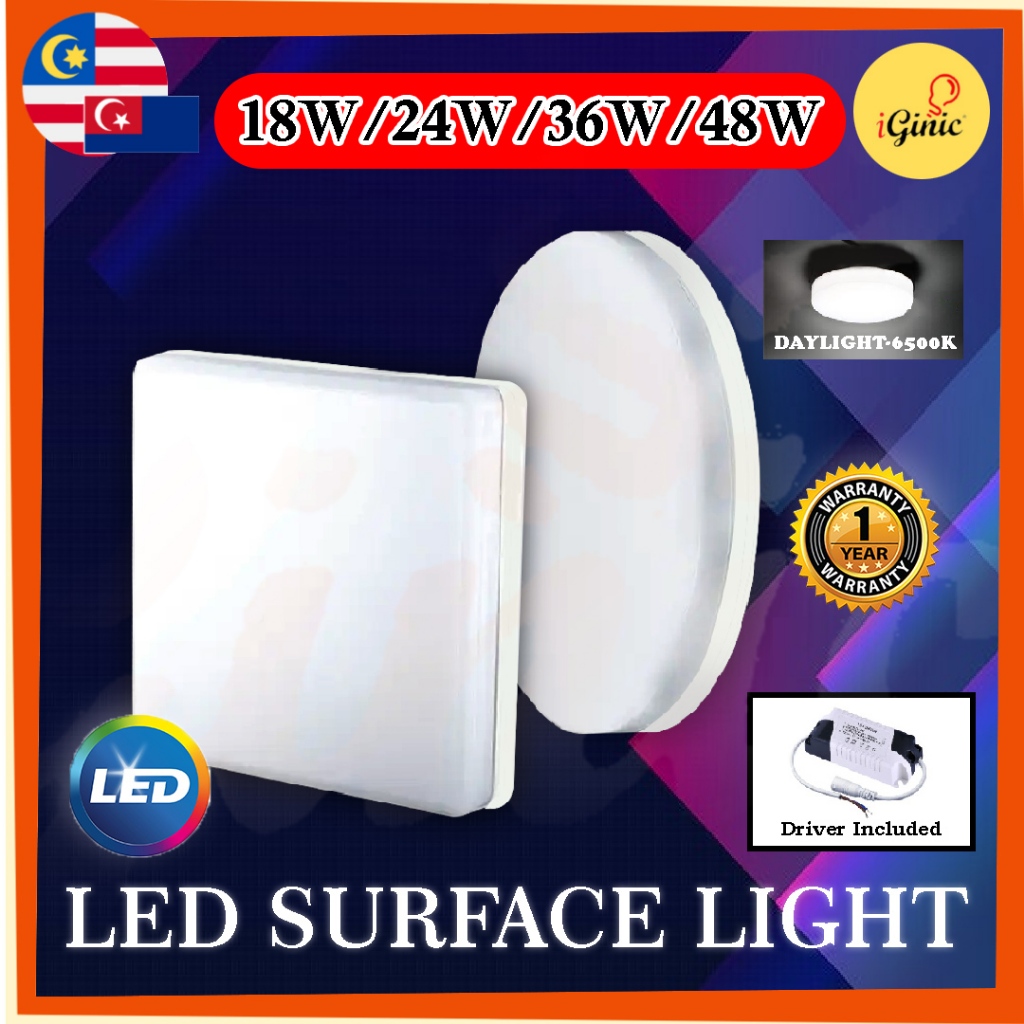 Surface Panel Light Lampu LED 18W 24W 36W 48W Round/Square Daylight ...