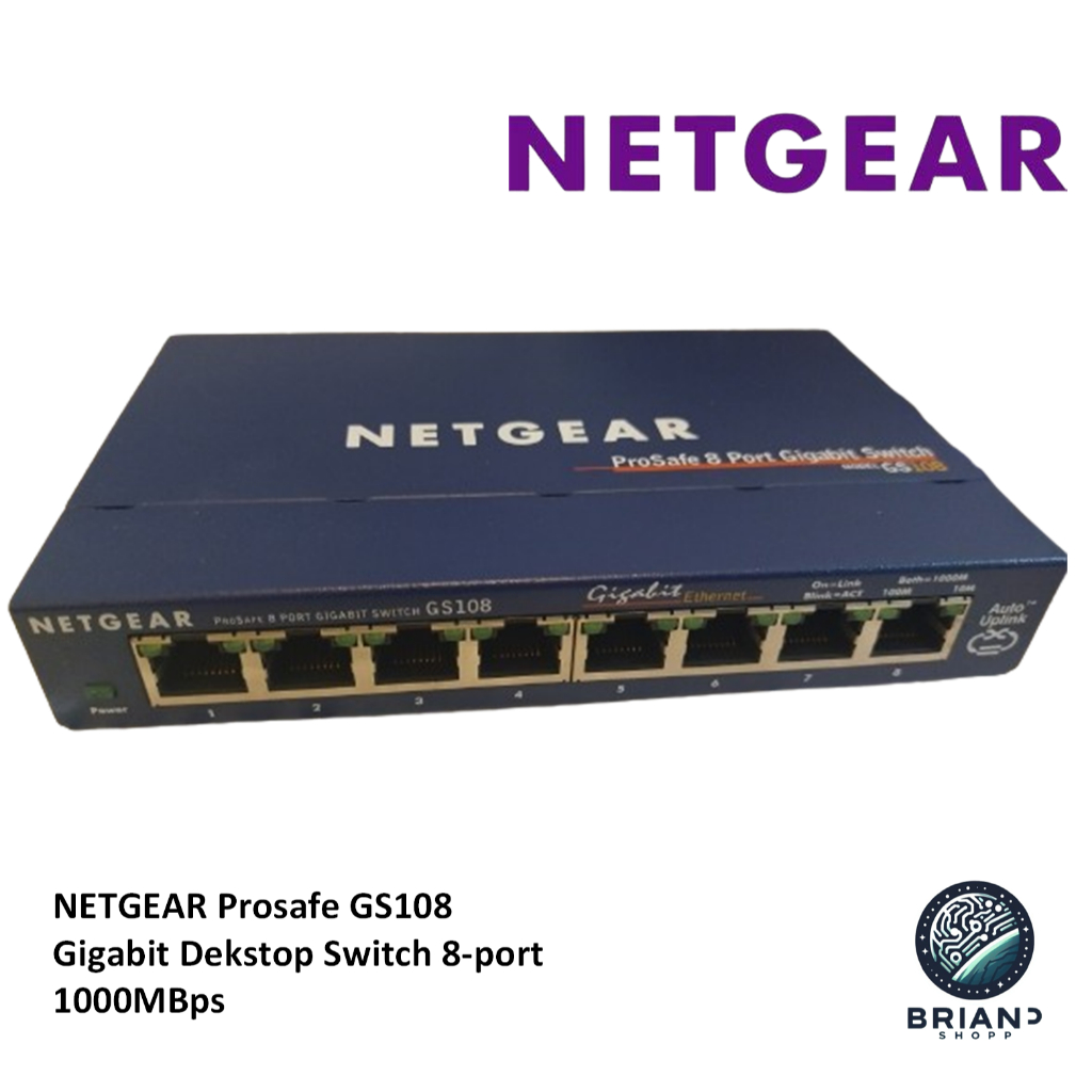 NETGEAR Prosafe 8-port Gigabit Desktop Switch GS108 Metal Sturdy Case ...