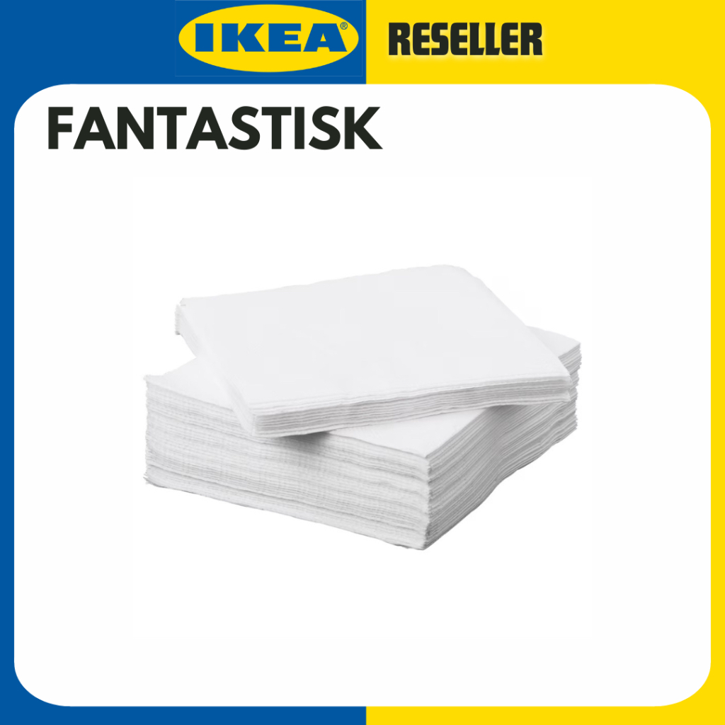 IKEA PAPER NAPKIN 50 Pack WHITE FANTASTISK 24X24 CM | Shopee Malaysia