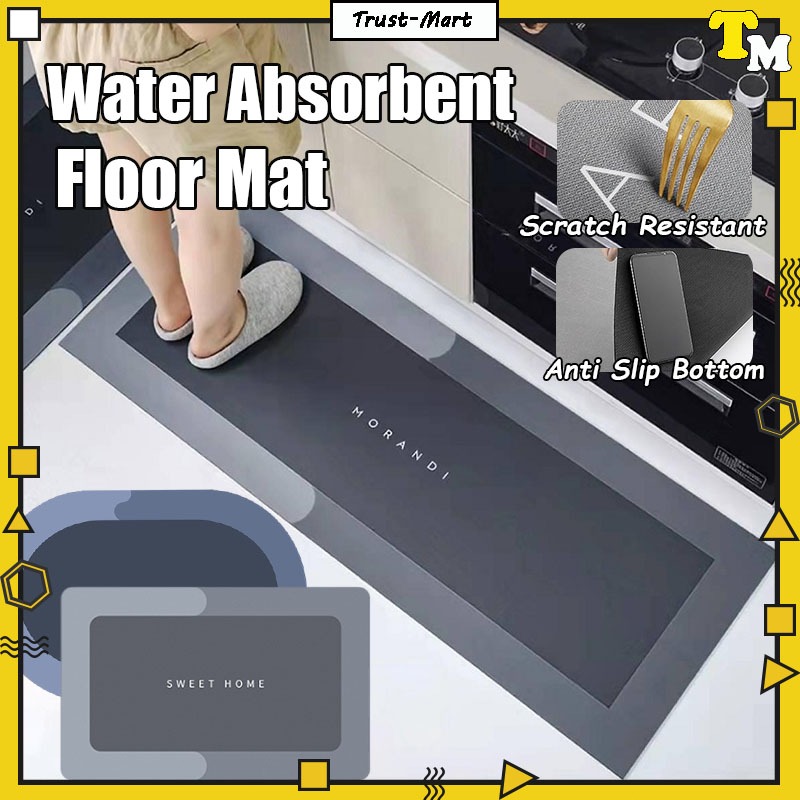 Super Absorbent Diatom Mud Pad Kitchen Floor Mat Non-Slip Alas Kaki ...