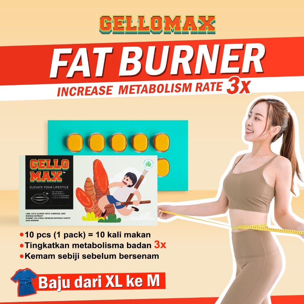 Gellomax Gummies Kunyit Kurus | Pembakar Lemak & Booster Metabolisme ...