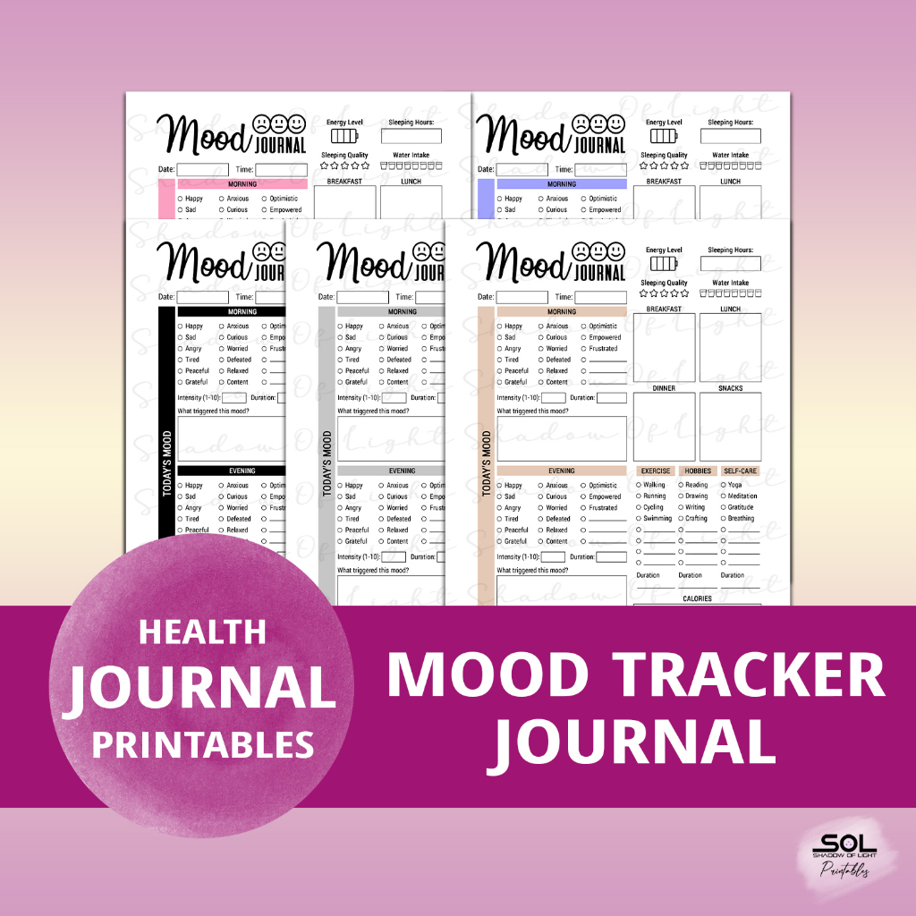 Printable Mood Tracker Journal | Health Journal | PDF File Download ...