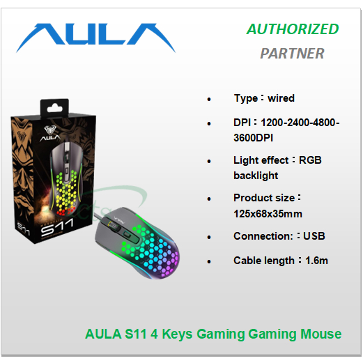 AULA S11 4 Keys Gaming Gaming Mouse Rainbow Colors RGB Backlight PC ...
