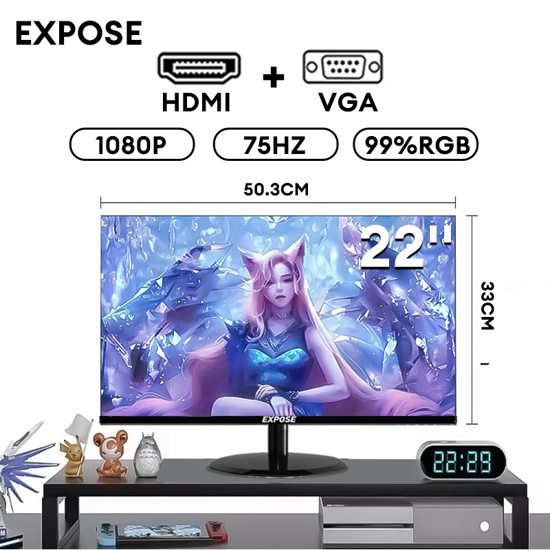 EXPOSE Monitor PC 19-24 Inch Gaming Monitor 75HZ HDMI Lcd Monitor ...