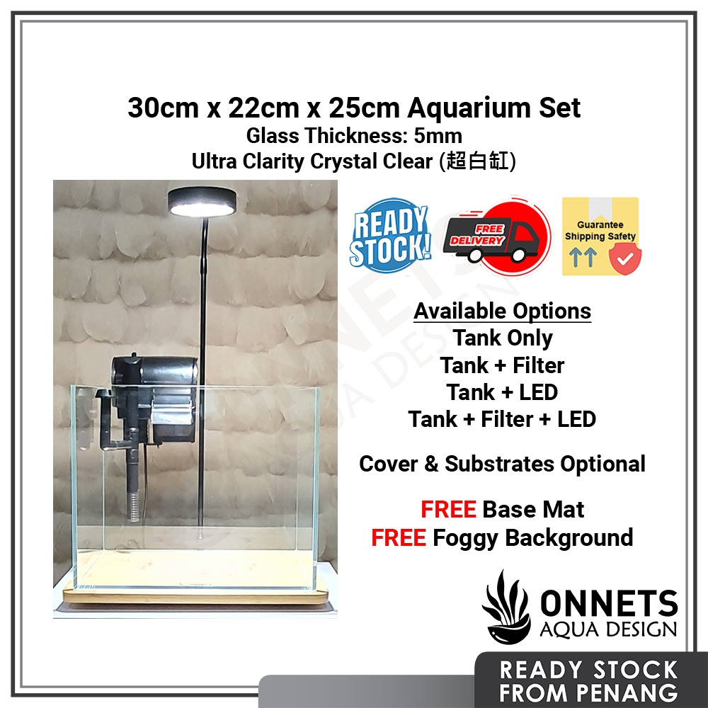 Tank Size 30cm x 22cm x 25cm Ultra Crystal Clear CC Aquarium Set Betta ...