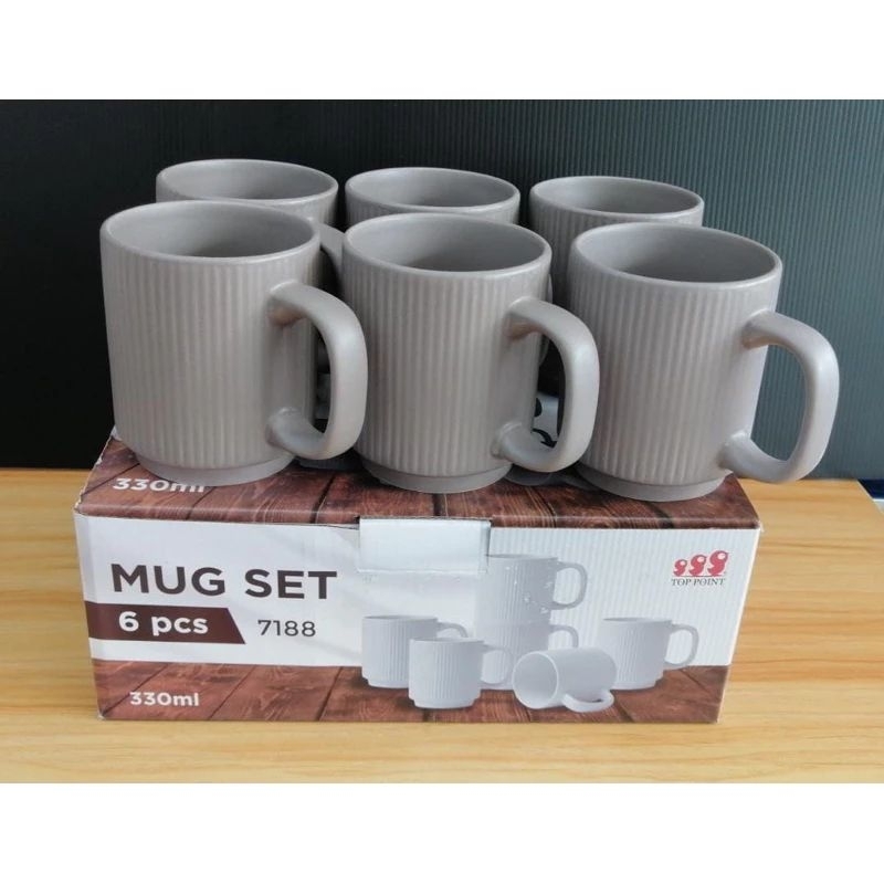 330ml Matte Mug Set 6Pcs in1 Colour Box 时尚瓷耳杯7188 Ceramic Mug 330ml ...