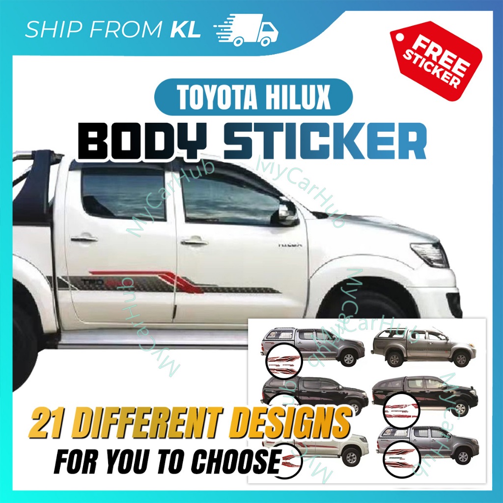 Toyota Hilux Vinyl Decal Body Sticker (Free Sticker) - 21 Designs ...