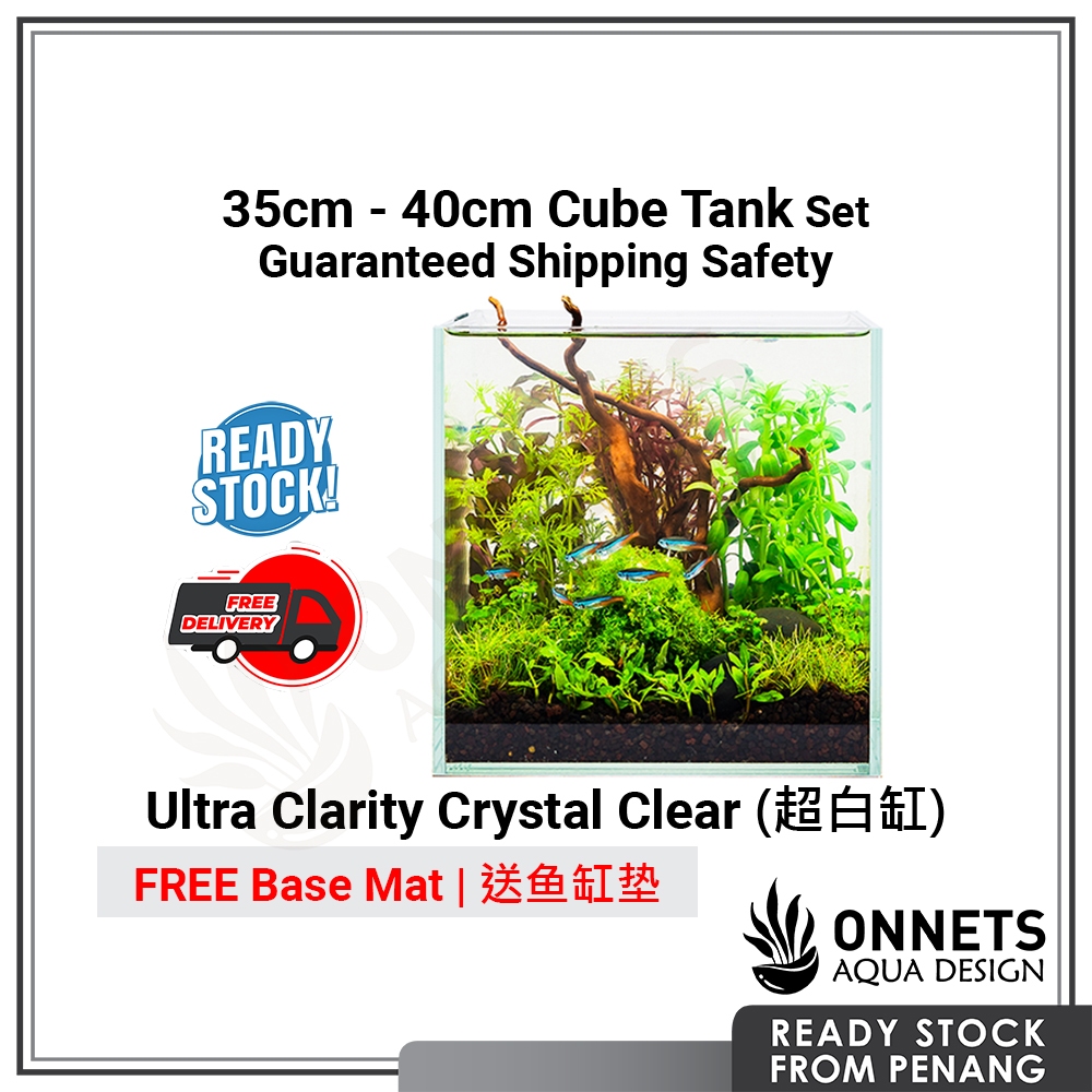 Cube Tank Set Size 35cm 40cm Ultra Crystal Clear CC Cube Tank Aquarium ...