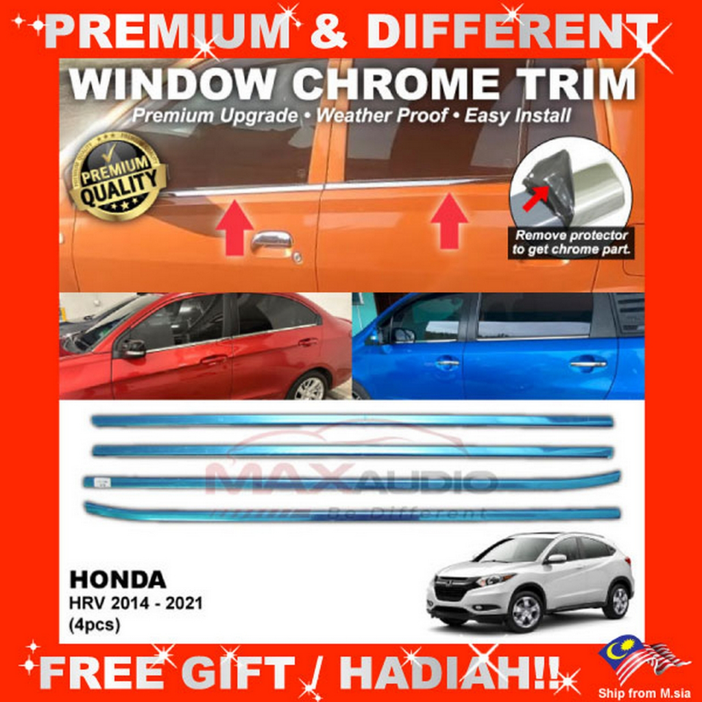 Window Chrome Trim HONDA HRV 2014 - 2021 (4pcs) Car Door Seal Moulding ...