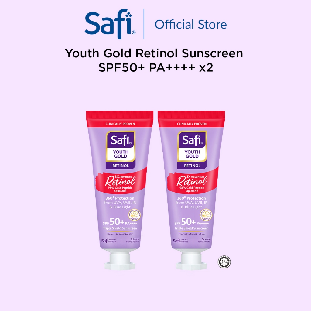 Safi Youth Gold Retinol Triple Shield Sunscreen SPF50+ PA++++ 25g x2 ...