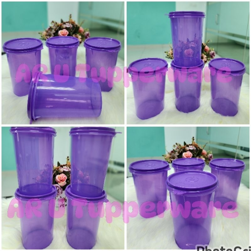 TUPPERWARE Cherrio Quad 1 liter 2pcs | 4pcs (Light Purple) | Bekas Gula ...