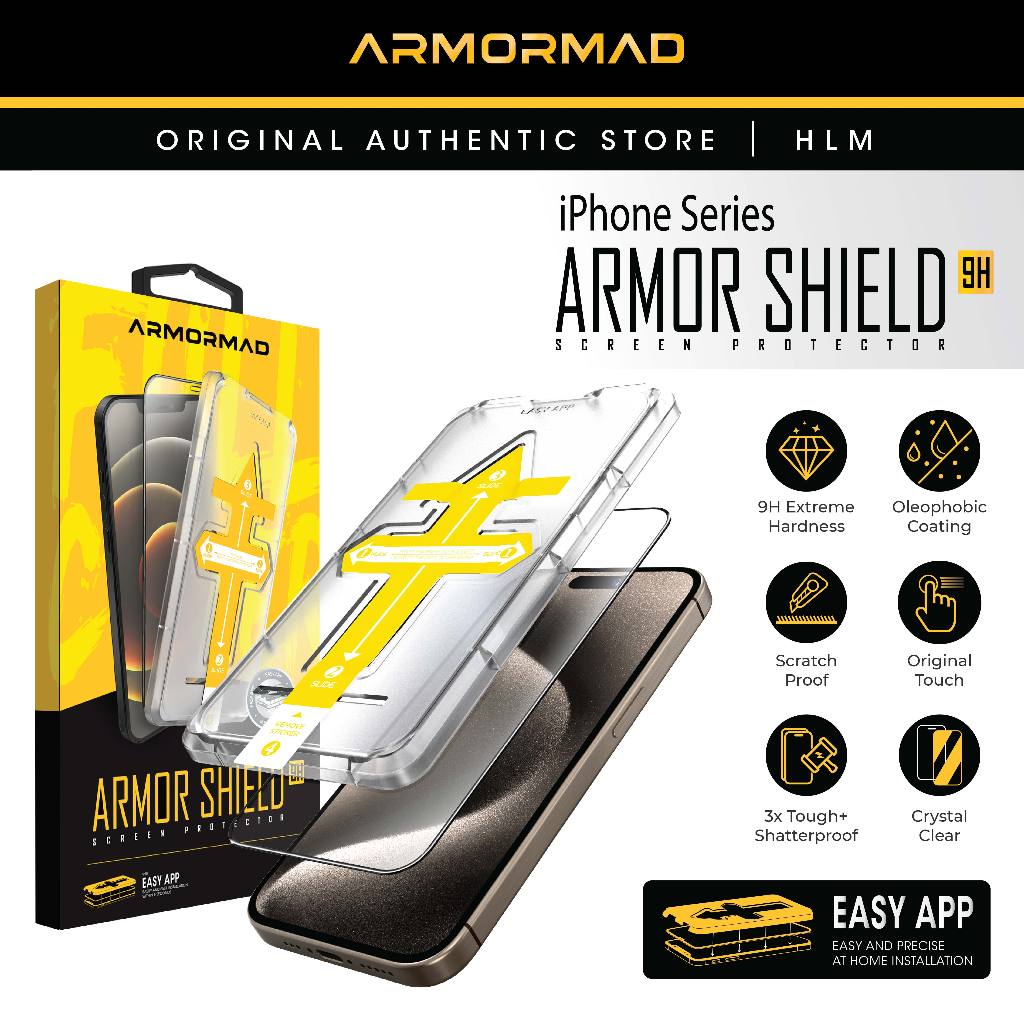 ArmorMad iPhone Screen Protector Armor Shield 9H with Easy App for 15 ...