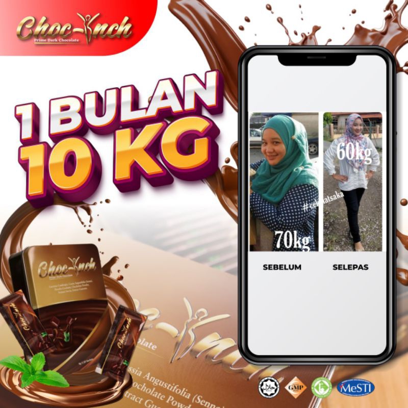 Choc Inch Coklat Singkir Lemak Tepu 100% Original | Shopee Malaysia