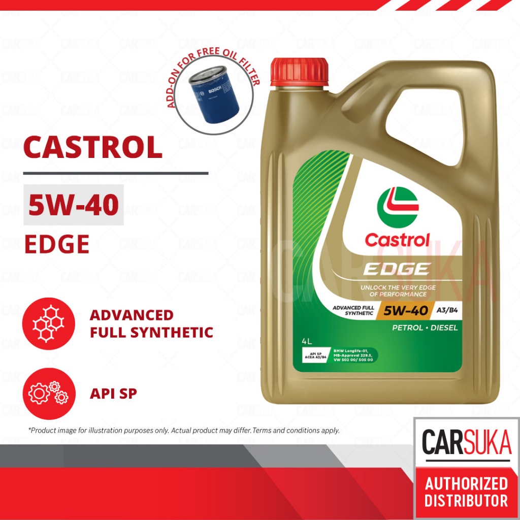 Castrol EDGE 5W-40 (4L) Advanced Full Synthetic Engine Oil API SP ACEA ...