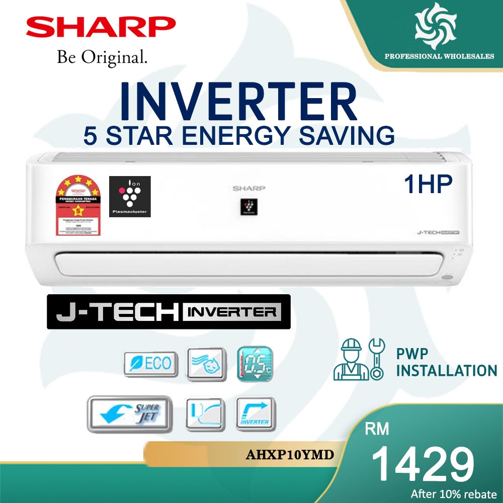 SHARP J- Tech Inverter Plasmacluster Air Conditioner (1HP/1.5HP/2HP/2.5HP) PENGHAWA DINGIN ...