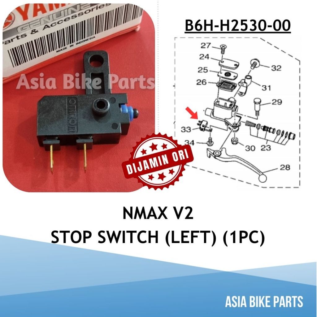 Yamaha Original NMAX V2 Stop Switch Brake Suis - B6H-H2530-00 / B6H ...