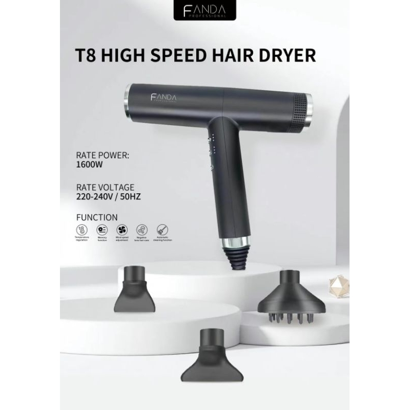 FANDA T8 HAIR DRYER 高速吹風機 ，auto cleansing function | Shopee Malaysia