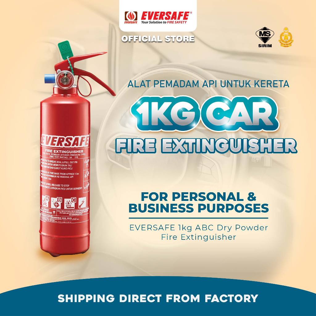 [HQ] EVERSAFE 1kg Fire Extinguisher Car & House (EVERSAFE 1kg Alat Pemadam Api Kereta & Rumah ...