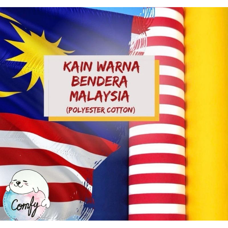 Kain Warna Plain & Jalur Merah Bendera Malaysia Hari Merdeka / 1 inch ...