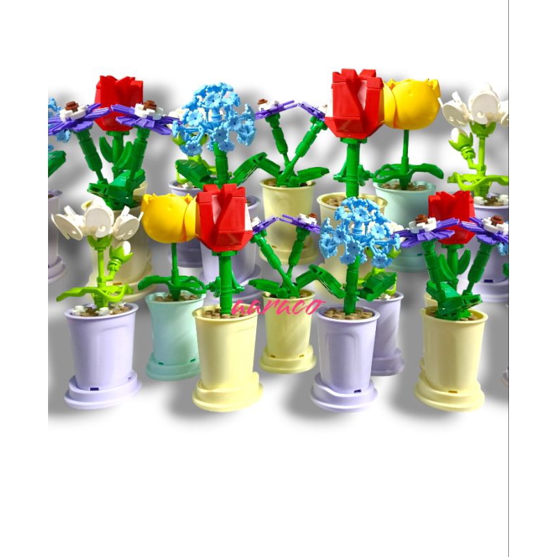 Lego Bunga Pasu Kedai Eco Mini Block Nano Flower Plants Cup | Shopee ...