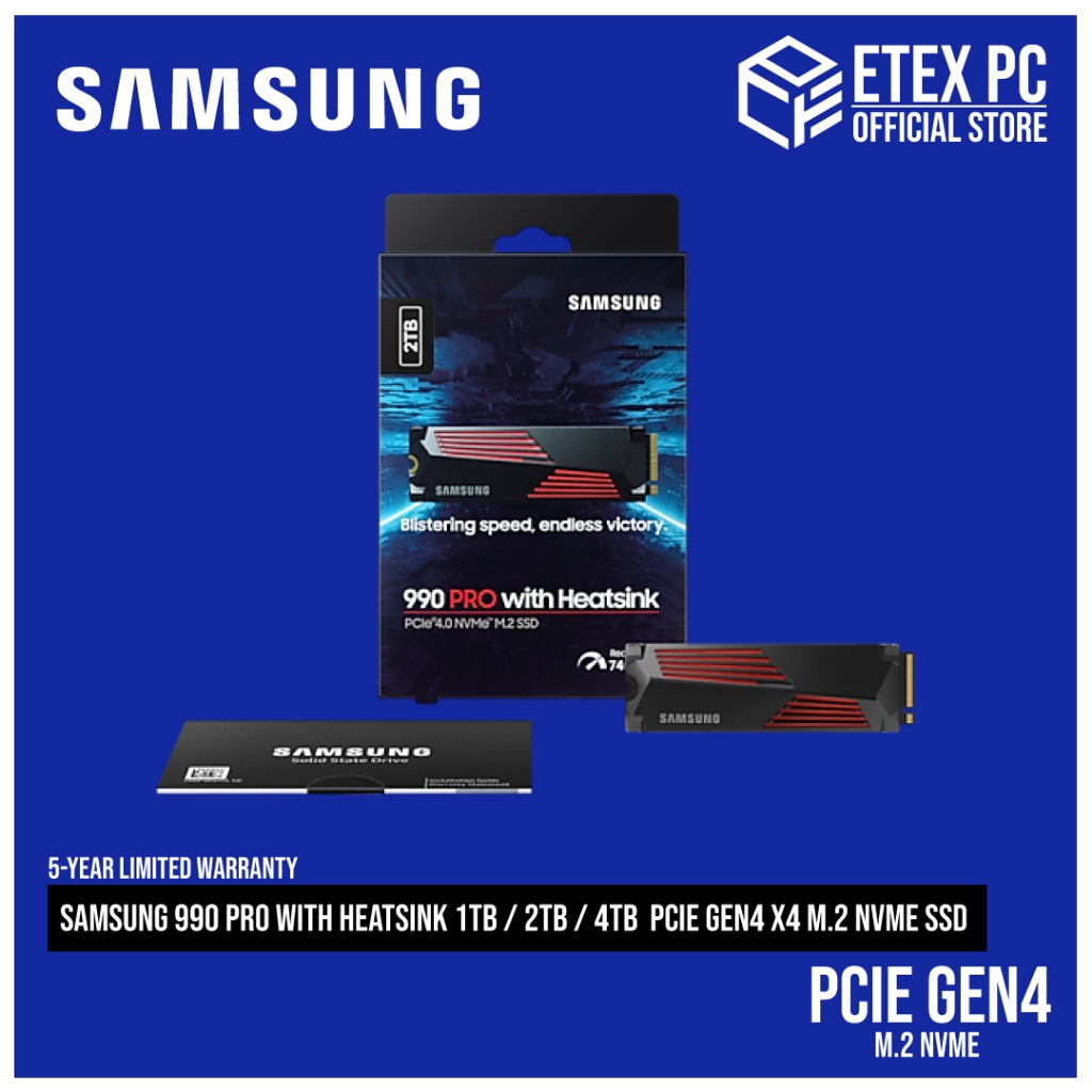 Samsung 990 PRO With Heatsink 1TB / 2TB / 4TB PCIe Gen4 x4 M.2 NVMe Solid State Drive | Shopee ...