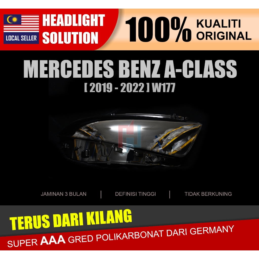 MERCEDES BENZ A-CLASS W177 19 20 21 22 HEADLIGHT COVER/HEADLAMP COVER ...
