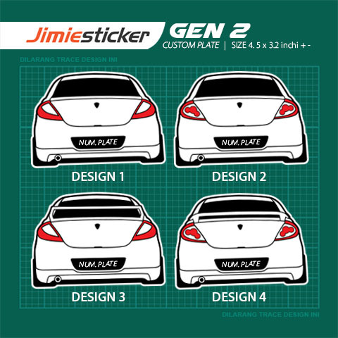 Sticker Kereta Proton Gen 2, Sticker belakang, Custom Warna dan Nombor ...
