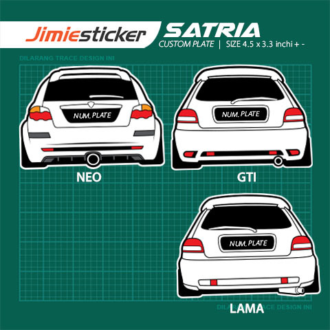 Sticker Kereta Proton Satria, Sticker Belakang, Custom Warna dan Nombor ...
