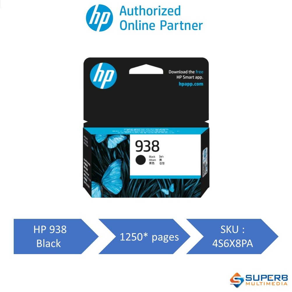 HP 938 Original Ink Cartridge [Black/Cyan/Magenta/Yellow] 4S6X8PA ...