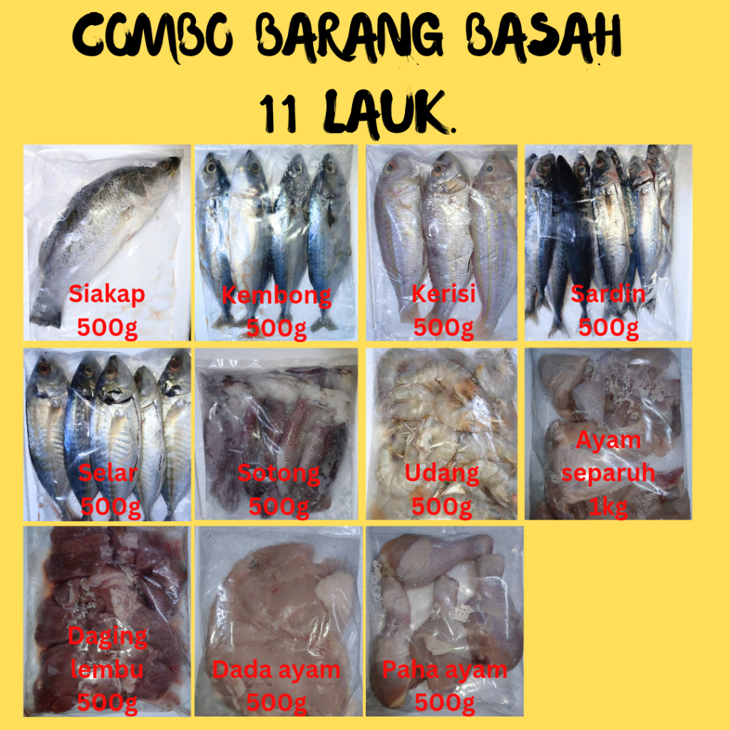 COMBO BARANG BASAH 11 LAUK : SIAP SIANG DAN CUCI | Shopee Malaysia