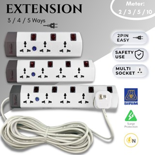 Universal Socket Multi Extension Trailing Socket Extension Plug 3Gang ...