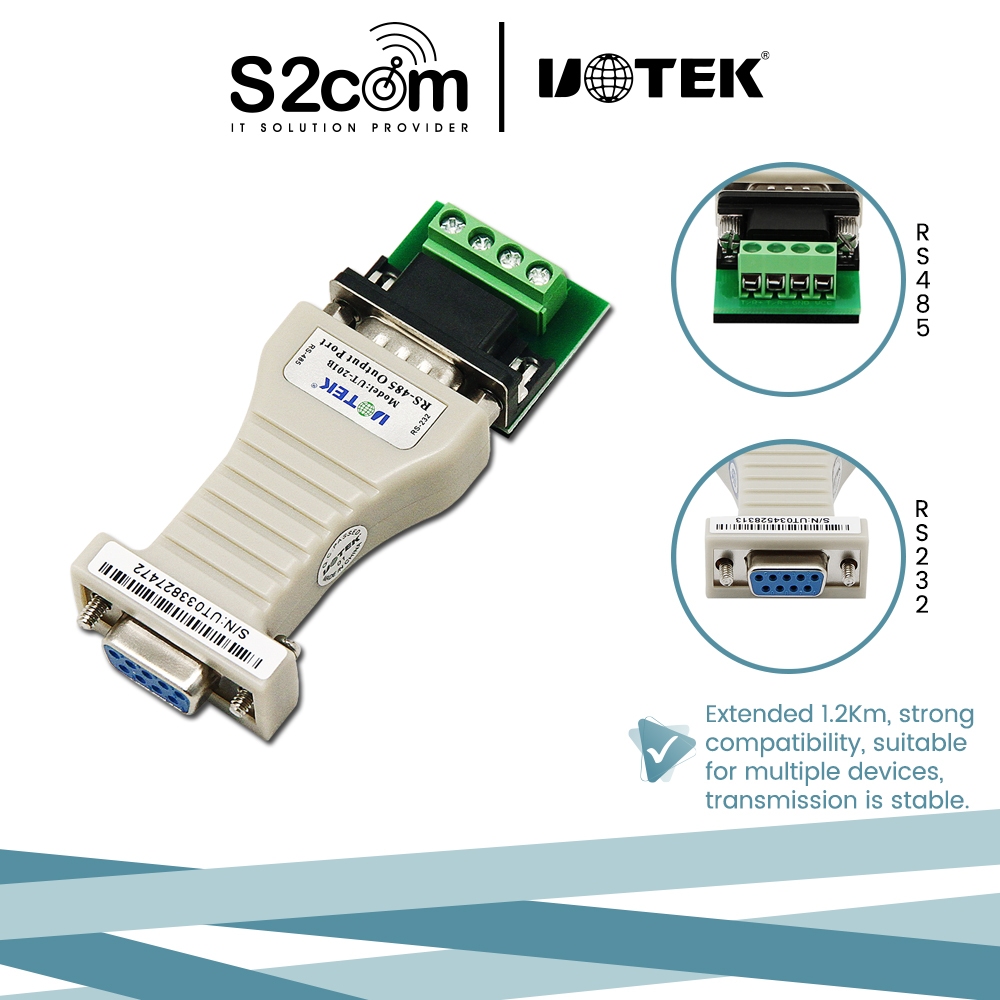 Utek Mini RS-232 To RS-485 Interface Converter With 600W Surge ...