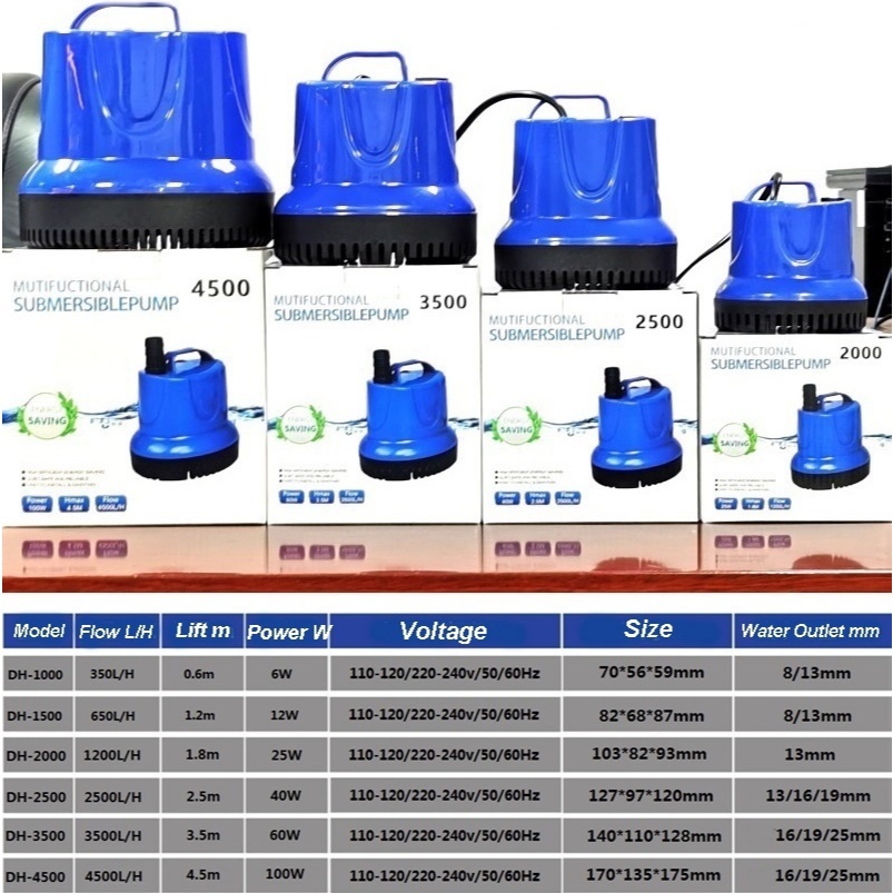 Multifunction Submersible Water Pump UK 3pin Plug Aquarium Fountain Air ...