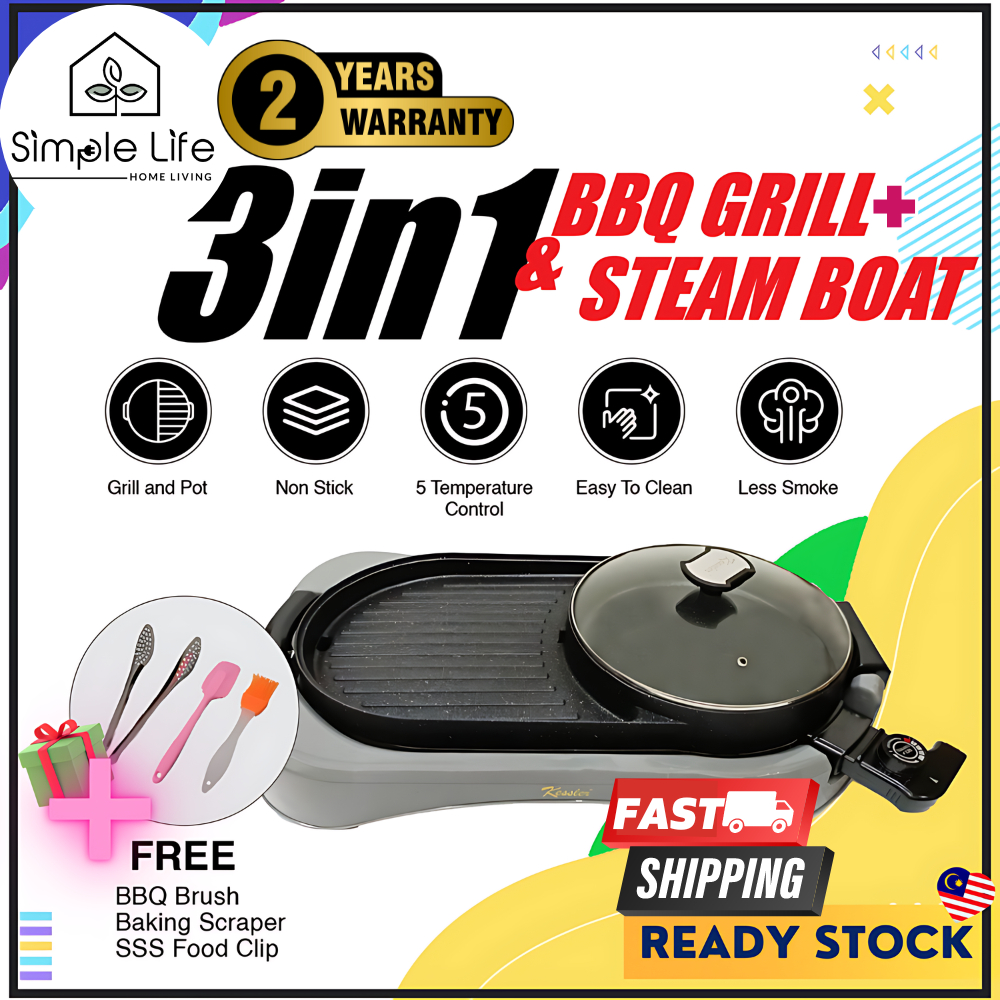 Kessler Electric Grill and Steamboat Pot 2 In 1 Hot Pot BBQ Pan Grill ...