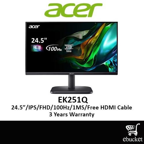 ACER EK251Q / EK241Y Ebi 24.5" / 23.8" FHD IPS LED LCD MONITOR (FREE ...