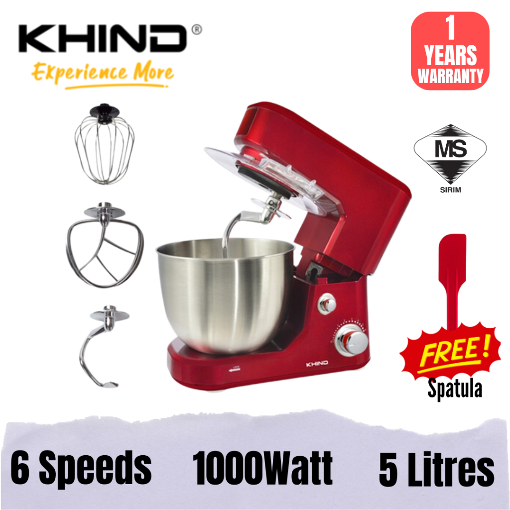 KHIND STAND MIXER 5 LITRES 1000watt SM506P | CAKE MIXER | Shopee Malaysia