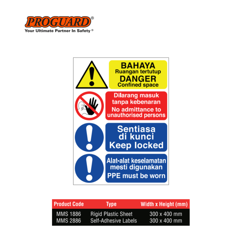 Danger Confined Space Multi Message Indoor Outdoor Site Safety Sign ...